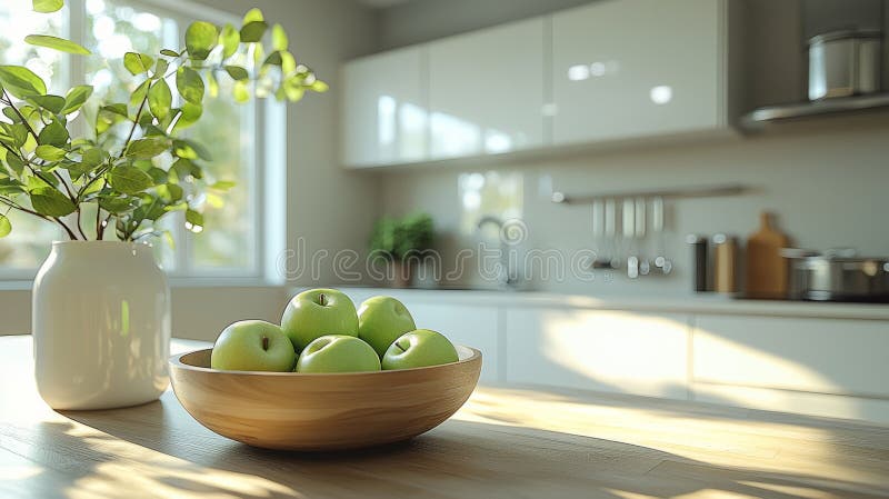 Modern Open Kitchen Space, Predominantly White with Warm Maple Tones ...