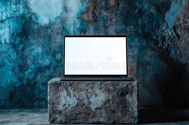 Modern Open Laptop with a Blank Screen Set on a Textured Surface Under ...