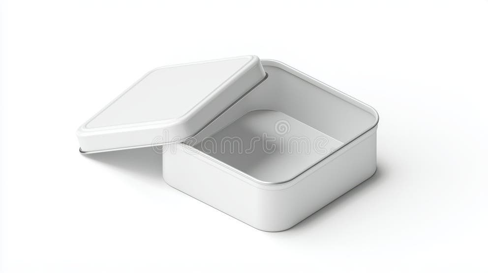 A Modern Open Metal Tin, Its Detached Lid beside it, Casting a Defined ...