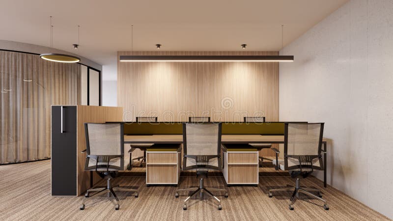 Modern Open Office Interior Design Stock Illustration - Illustration of ...