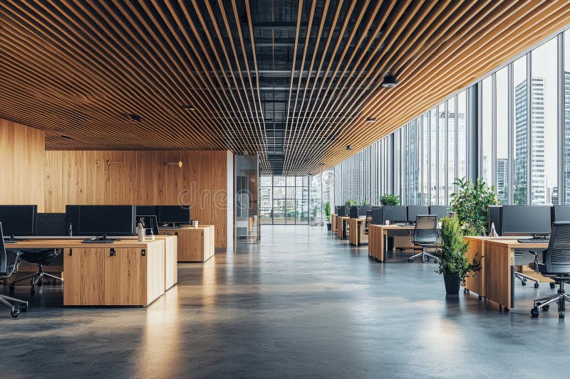 This is a Modern Open Office Space with Large Windows and a View of the ...