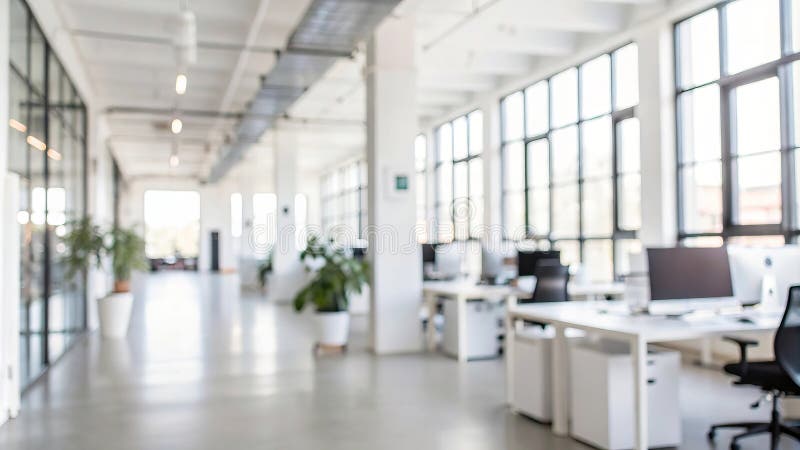 Modern Open Office Space with Natural Light and Minimalist Design Stock ...