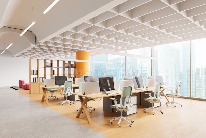 Modern Open Office Space with White Walls and Natural Light, Concept of ...