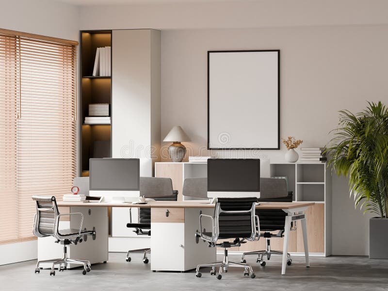 Modern Open Office Workspace Interior Stock Illustrations – 5,681 ...