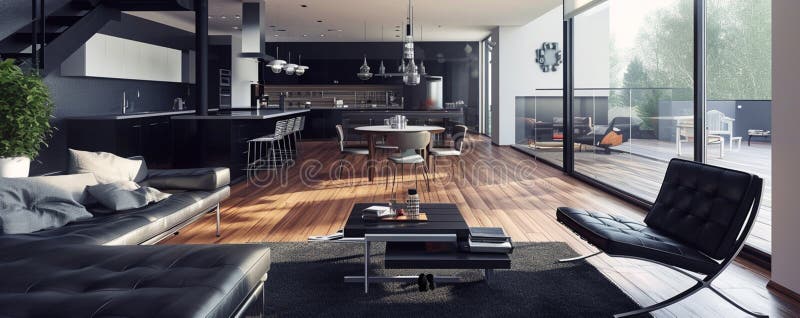 Modern Open-plan Apartment in Attic, Loft Style. Generative Ai Stock ...