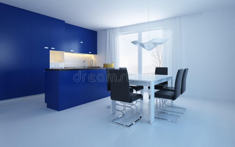 Modern Open-plan Kitchenette Diner Stock Illustration - Illustration of ...