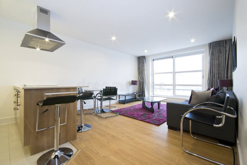 Modern Open Plan Living Space with Dining Area Stock Photo - Image of ...