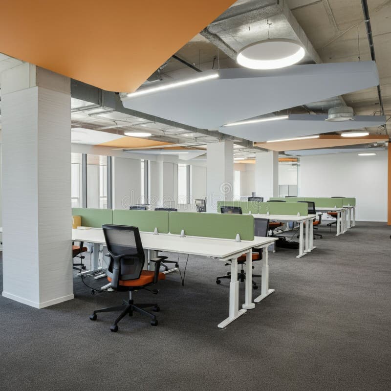 Modern Open-plan Office with Clean Lines and Neutral Tones. Features ...