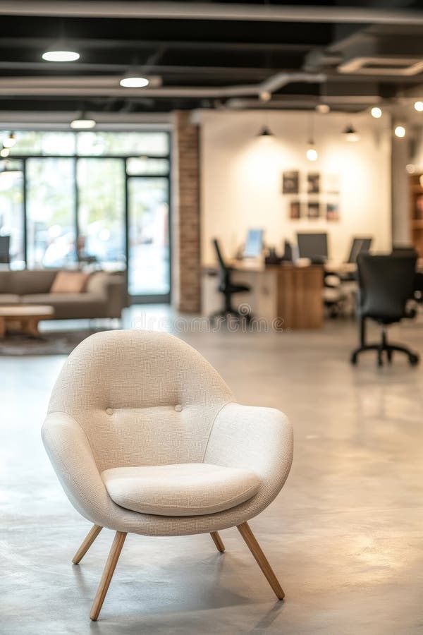 Modern Open Plan Office with Comfortable White Chair, Workstations, and ...
