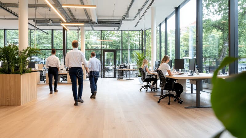 Modern Open-plan Office with Diverse Team and Natural Light Stock ...