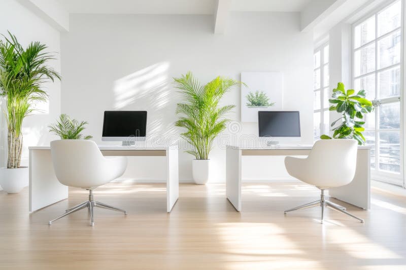 Modern Open Plan Office Interior with Desks and Computers Stock ...
