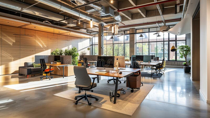 Modern Open Plan Office Interior Workspace . Generative Ai Stock ...