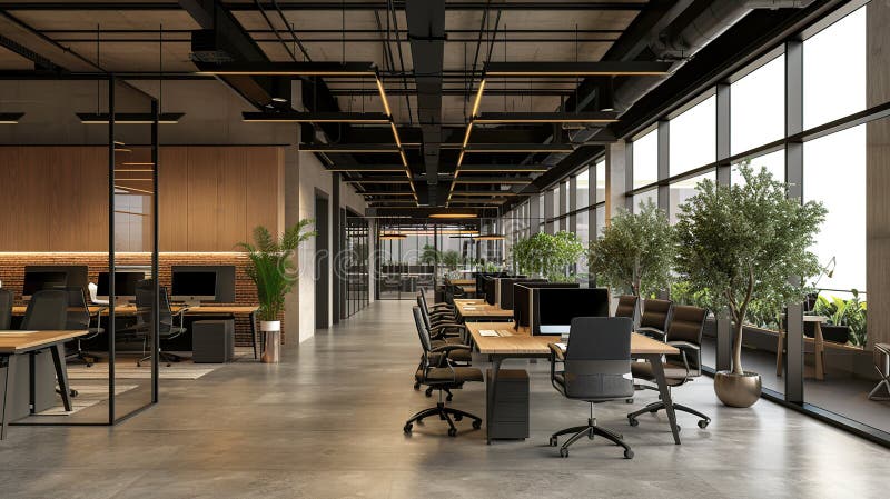 Modern Open Plan Office Interior Workspace . Generative Ai Stock ...