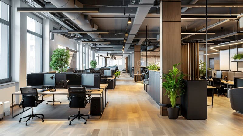 Modern Open Plan Office Interior Workspace . Generative Ai Stock ...
