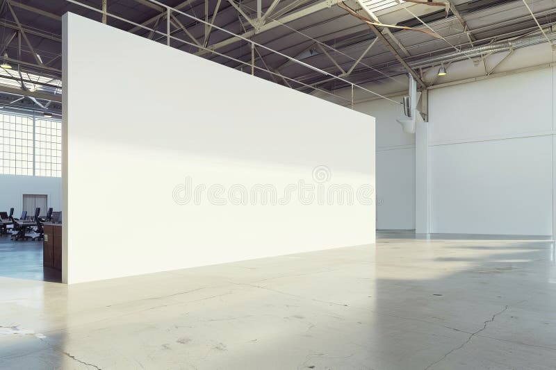 In a Modern Open-plan Office, a Large White Wall Stands Prominently ...