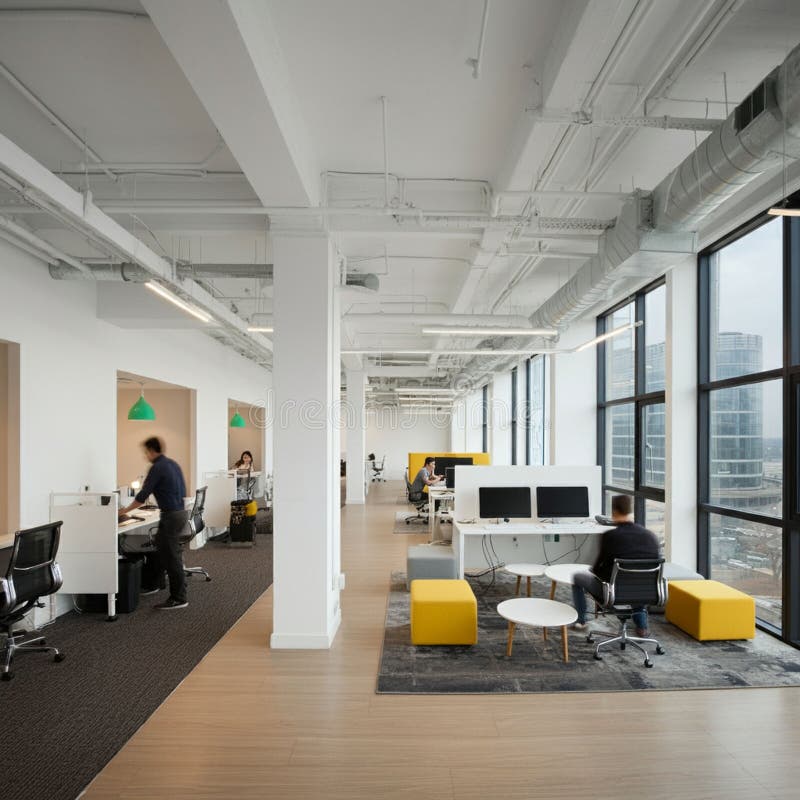 Modern Open-plan Office with Large Windows and Abundant Natural Light ...