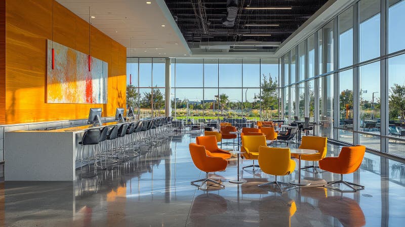 Modern Open-plan Office Lounge Area with Natural Light and Views Stock ...