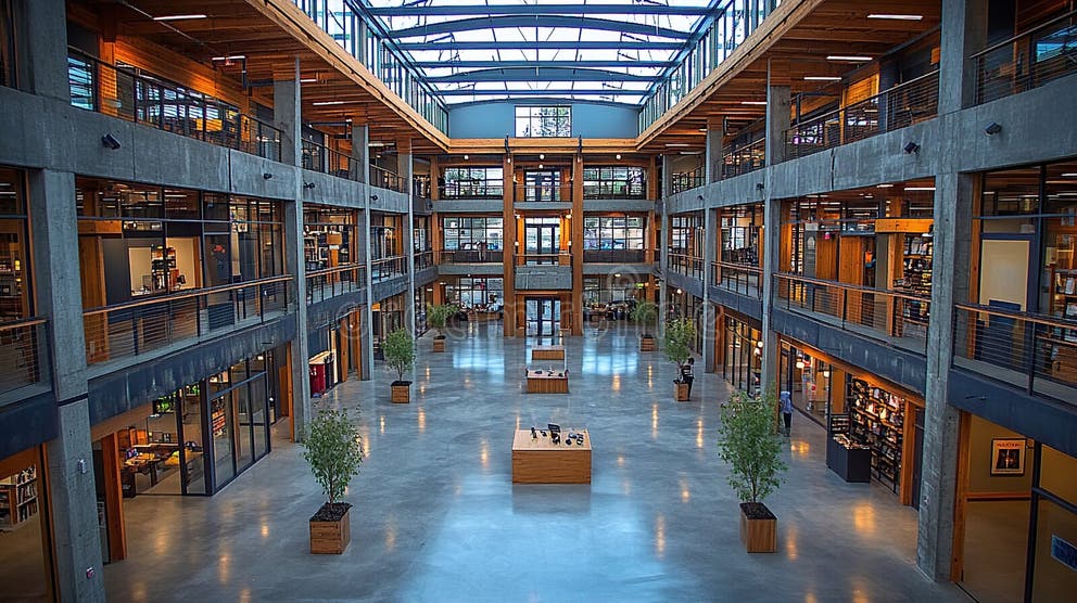 Modern, Open-plan Office Space with Multiple Levels, a Central ...