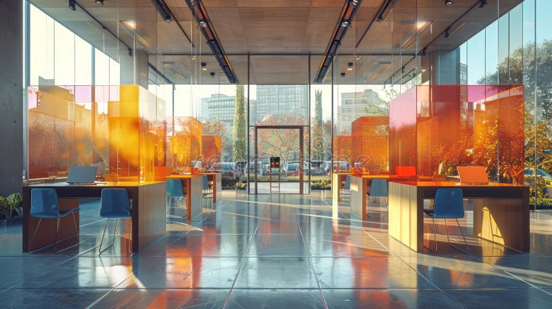 Modern Open Polling Station with Voting Booths. Concept of Elections ...