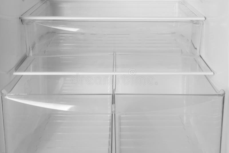 Modern Open Refrigerator with Empty Shelves Stock Image - Image of ...