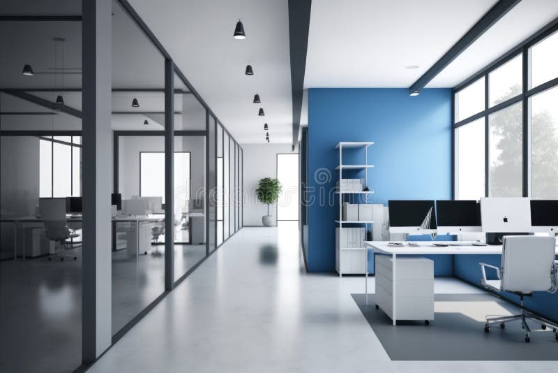 Modern Open Space Office Interior. Generative AI Stock Illustration ...