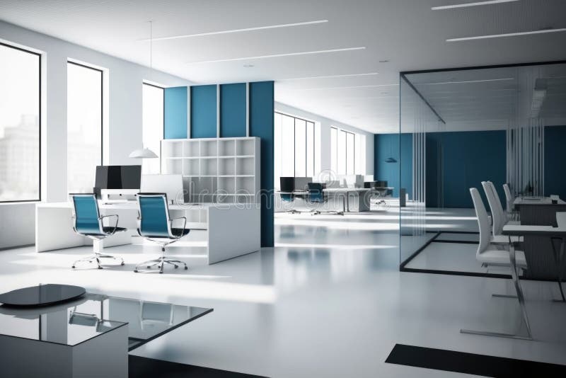 Modern Open Space Office Interior. Generative AI Stock Illustration ...