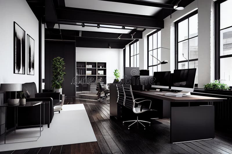 Modern Open Space Office with Sleek and Minimalist Decor, Designed for ...