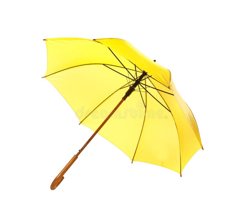 Modern Opened Yellow Umbrella Isolated Stock Photo - Image of beautiful ...