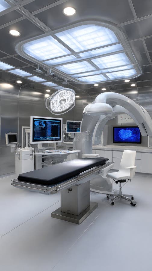 Modern Operating Room with Advanced Medical Equipment and Ceiling ...