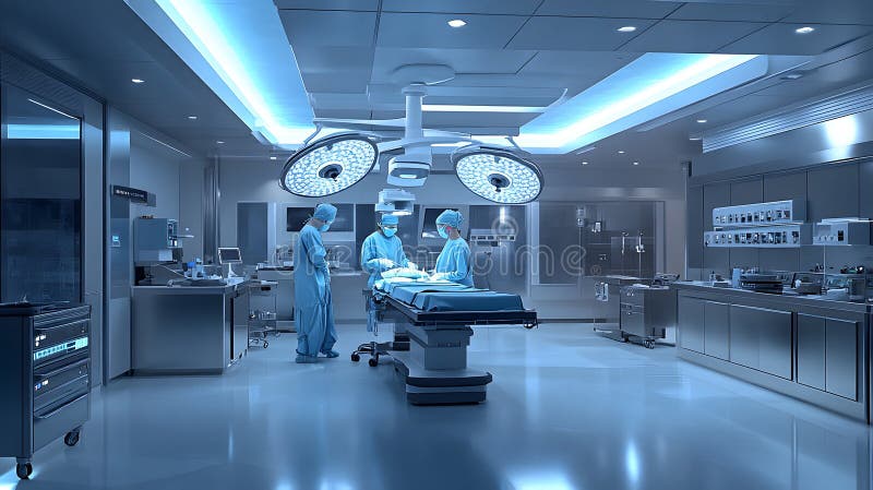 Modern Operating Room Featuring a Team of Surgeons Engaged in a ...