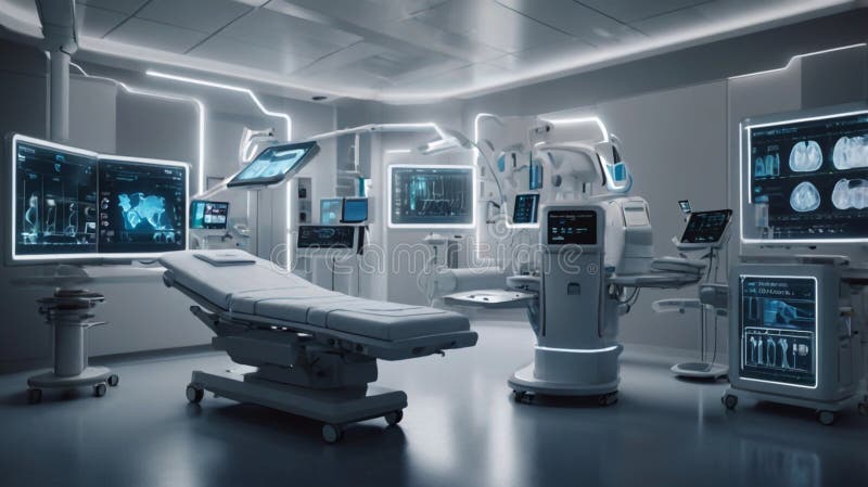 A Modern Operating Room with Medical Equipment and Digital Screens ...