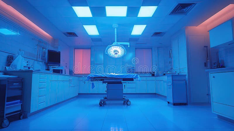 Modern Operating Room, Sterile, Blue Light, Surgery Prep, Medical ...