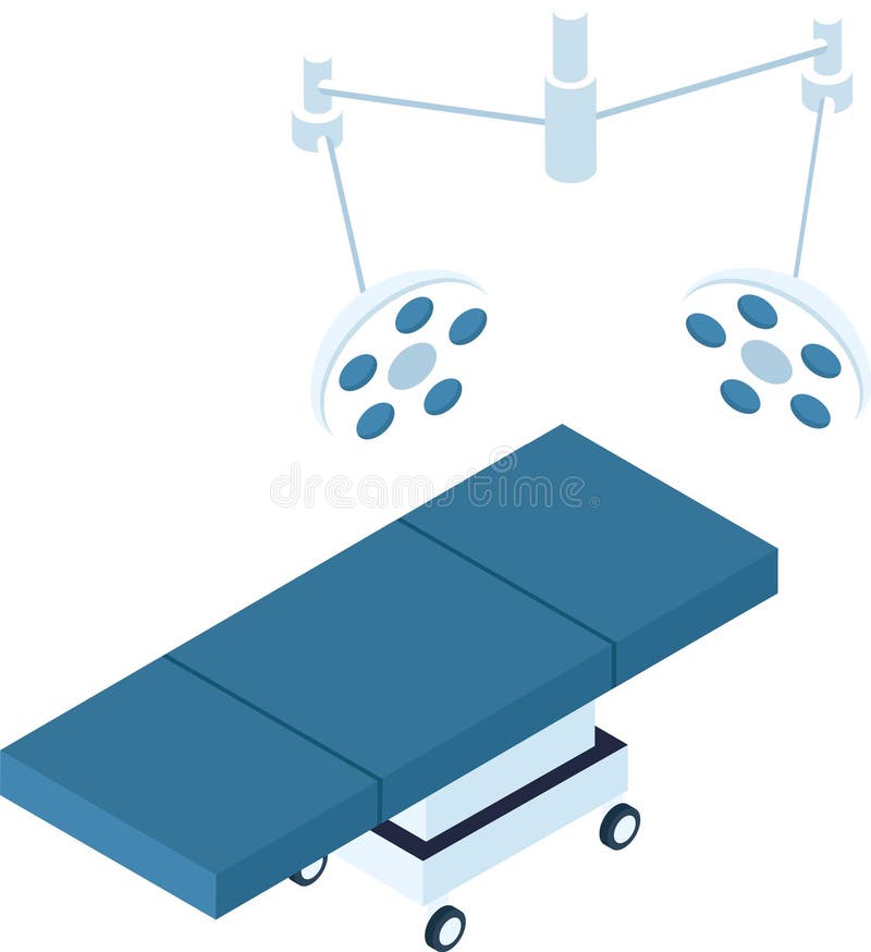 Modern Operating Table and Surgical Lights Illuminating Operating Room ...