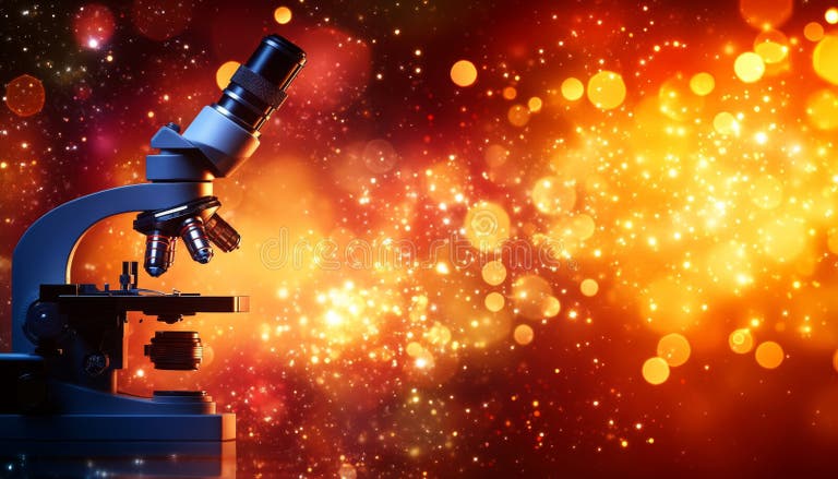 Modern Optical Microscope on a Vibrant Festive Orange Background ...