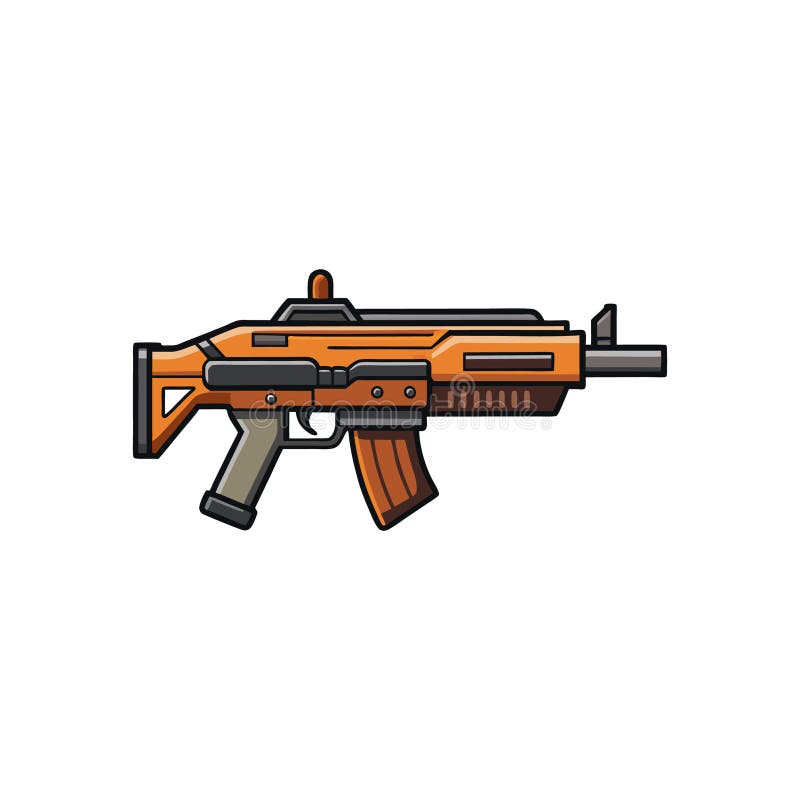 Modern Orange Assault Rifle on White Background Vector Illustration ...