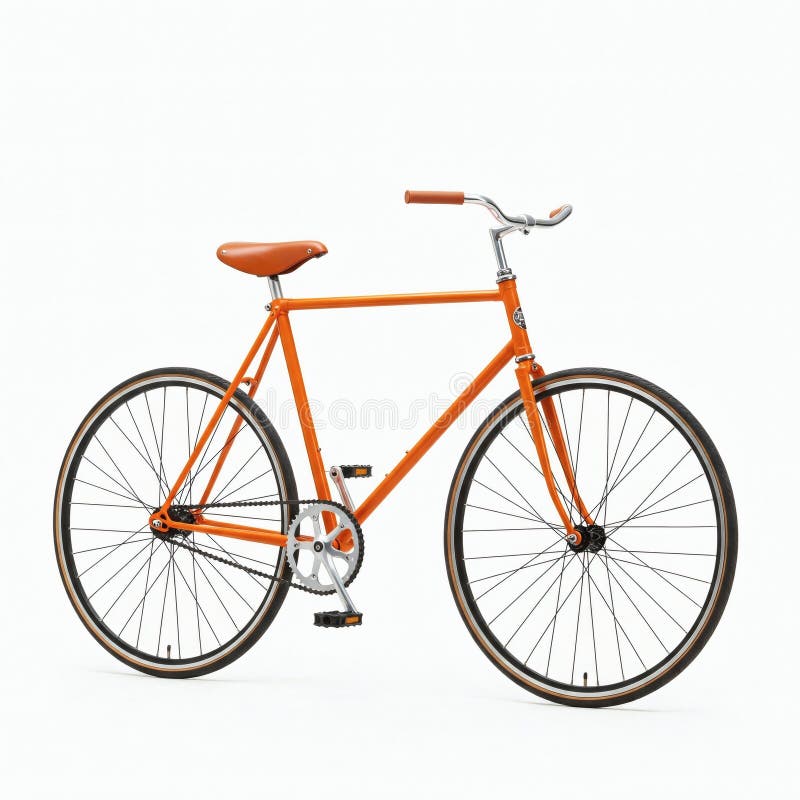 Modern Orange Bicycle Isolated on a White Background. 3d Rendering Stock Illustration ...