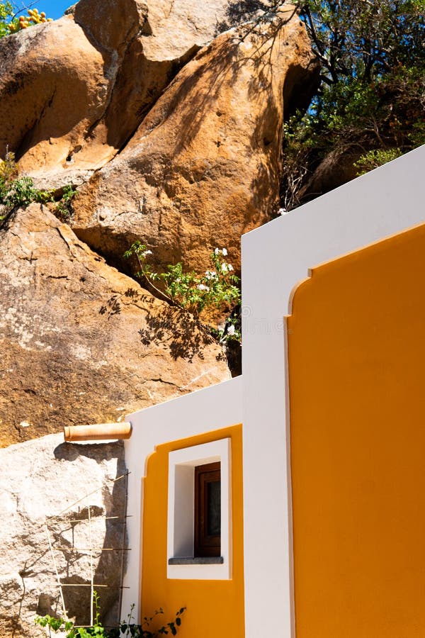 Modern Orange Building by the Cliff Stock Image - Image of resort ...