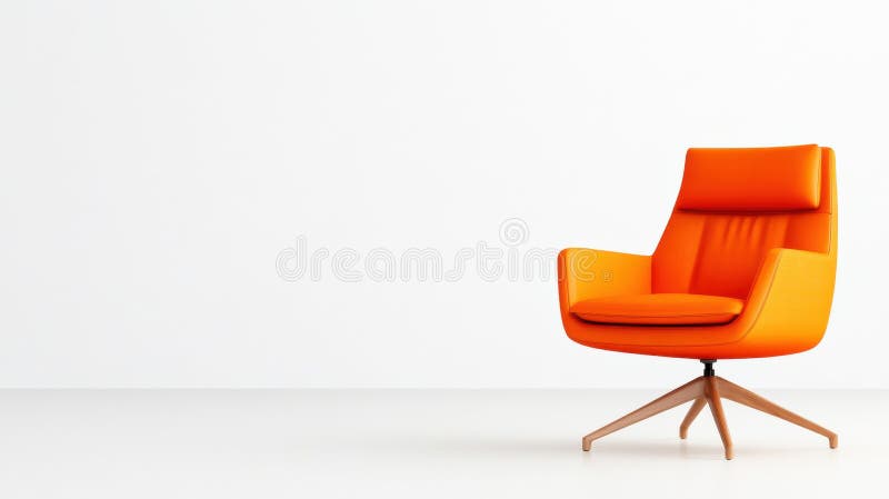 Modern Orange Chair in Isolated Office Space Stock Photo - Image of ...