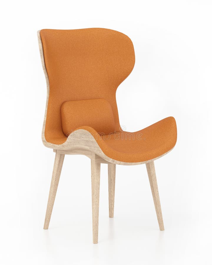 Modern Orange Chair Isolated on White Background. 3D Illustration Stock ...