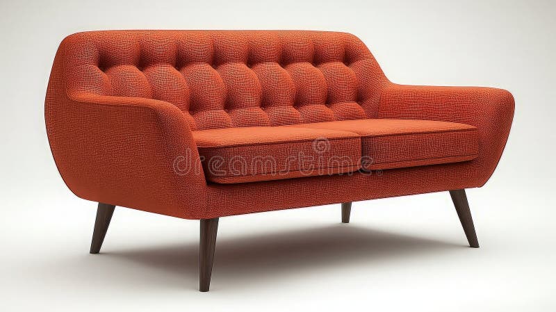 Modern Orange Couch, Studio Shot, Against Plain Background, for ...