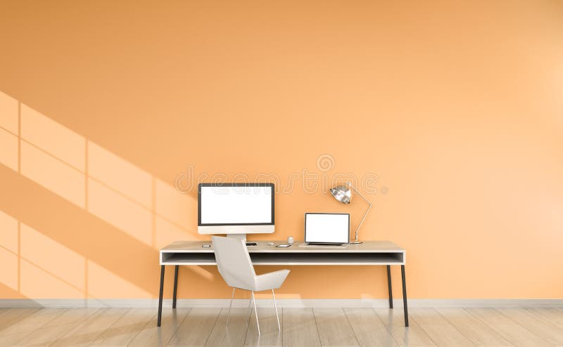 Orange Old Desktop Computer and Monitor Stock Illustration ...