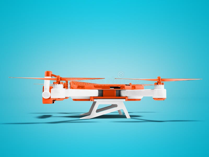 Air Drone Side View Isolated on White 3d Rendering Stock Illustration ...