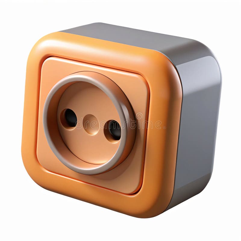 Modern Orange Electrical Power Socket Design with Rounded Edges and ...