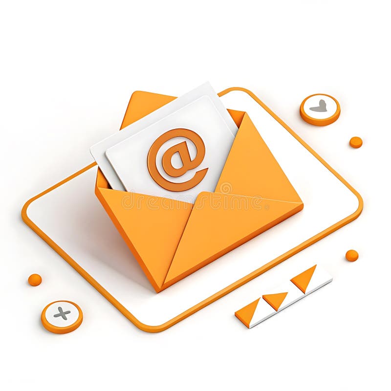 Modern Orange Email Icon on White Background Stock Illustration ...