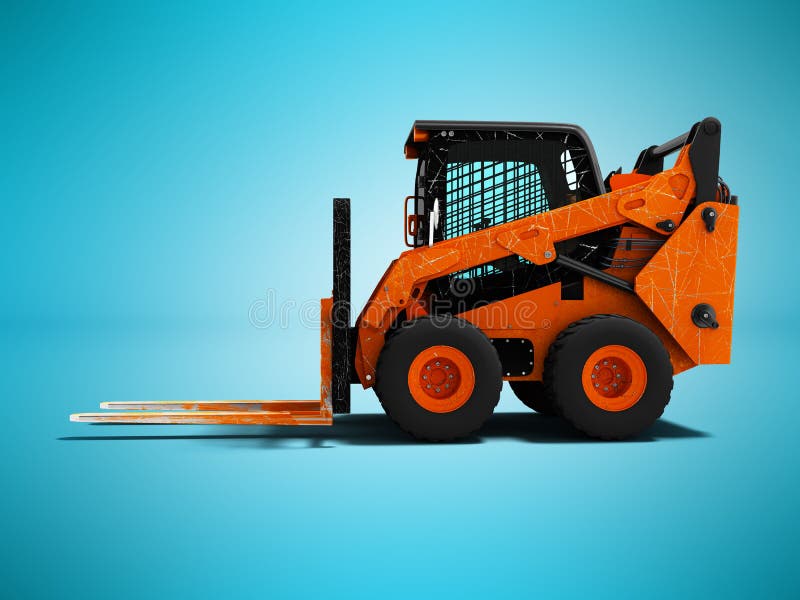 Modern Orange Forklift Loader with Scuffs on the Case 3d Render Stock ...