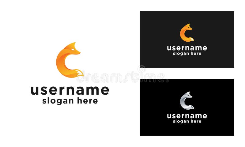 Modern Orange Fox Logo Design Vector with Letter C Initial Stock Vector ...