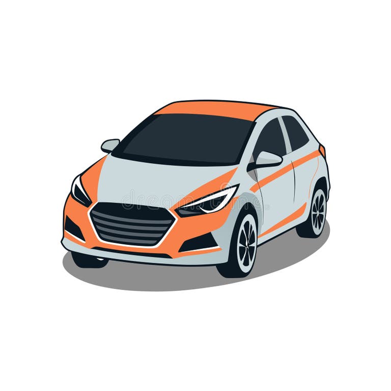 Modern Orange and Gray Hatchback Car Vector Illustration Stock ...