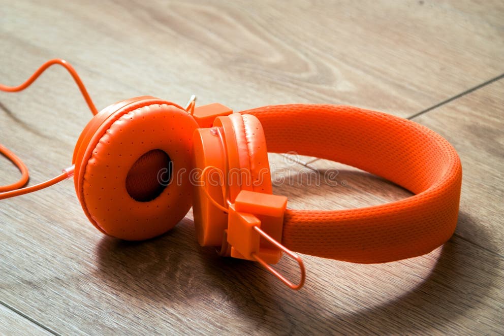 Modern Orange Headset Headphones Stock Image - Image of entertainment ...