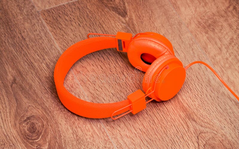 Modern Orange Headset Headphones Stock Image - Image of head, music ...