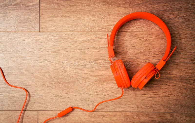 Modern Orange Headset Headphones Stock Image - Image of closeup ...